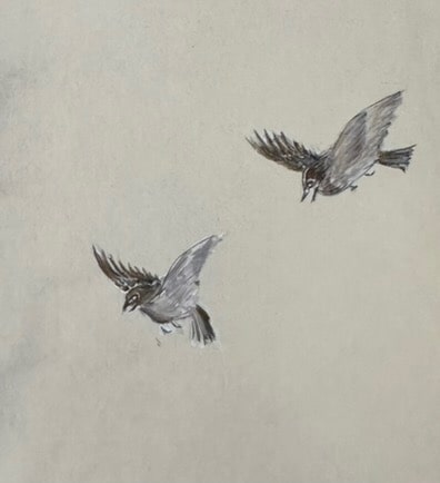 Monkey and sparrows (7,5 cm) – Daibokai - Japanese Art